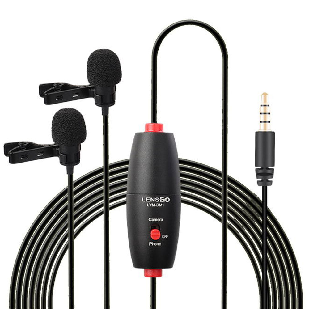 LensGo LYM-DMID Dual Lavalier Wired Microphone 6m