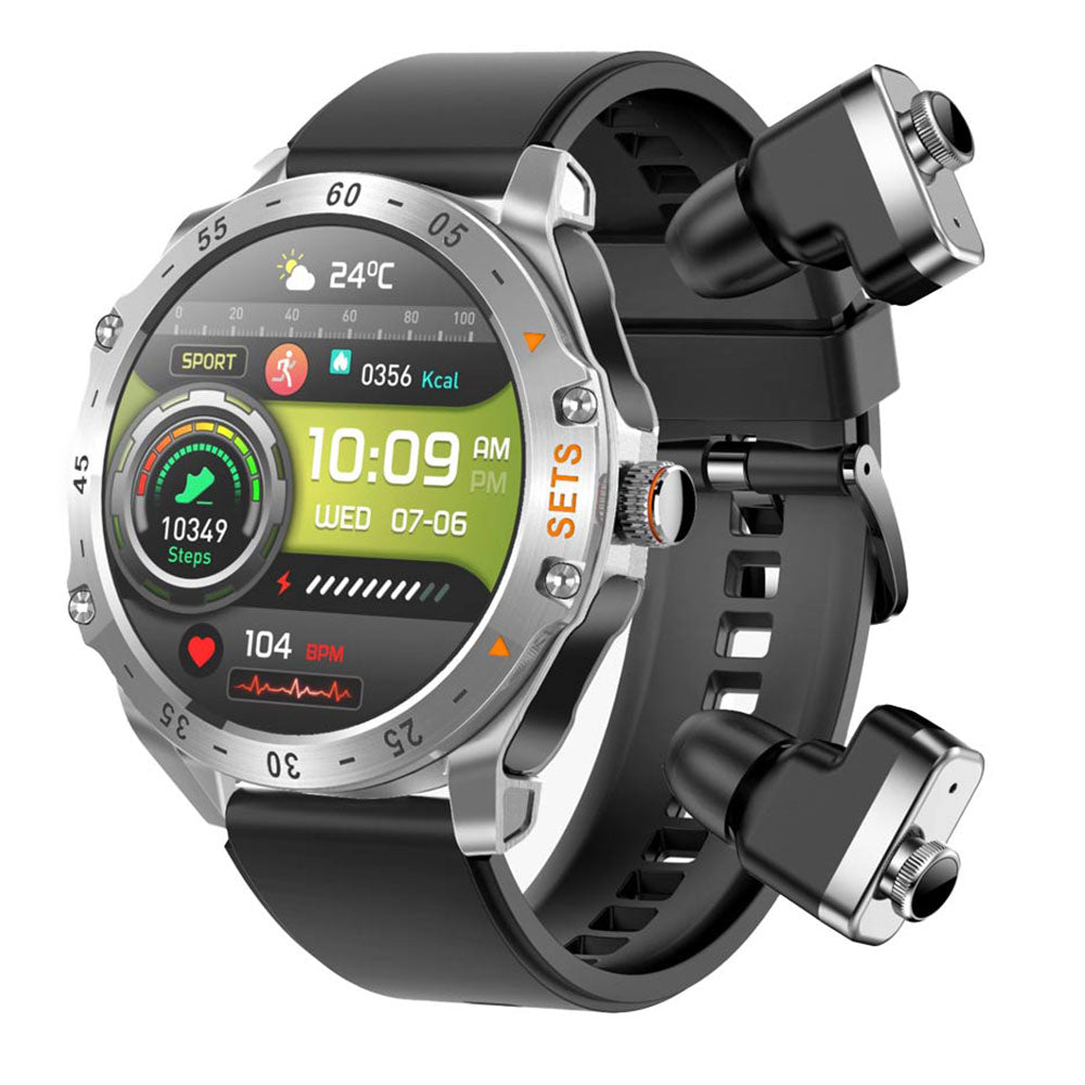 Porodo Hype PD-HYPE-SL Smart Watch With Buds Silver Case