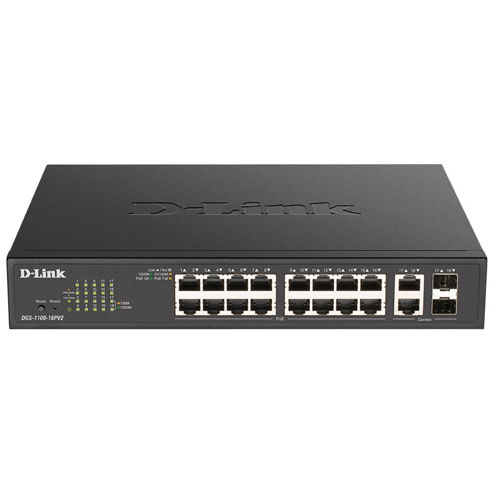 D-Link DGS-1100-18PV2 Smart Managed Desktop PoE Switch 16 Port